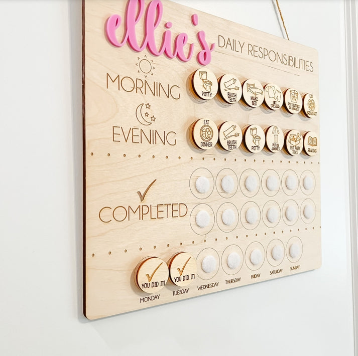Daily Routine/Responsibilities Tracker Charts – Char & Beam